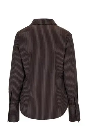 Rosie Assoulin Queen V Pinstripe Twill Shirt