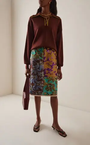 ALEMAIS Bodie Jacquard Midi Skirt