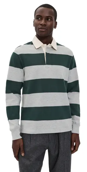 Taylor Stitch The Rugby Shirt - Dark Forest Stripe