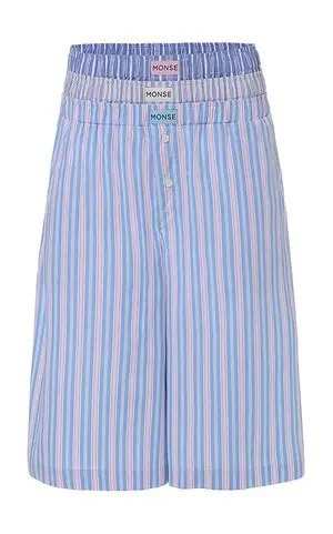 Monse Triple Waistband Stretch-cotton Midi Shorts - Multi