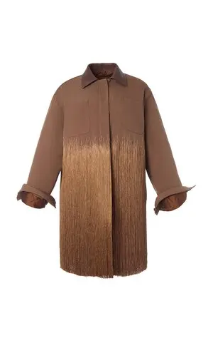 Monse Barn Fringed Satin Jacket - Brown