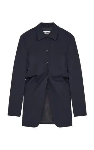JIL SANDER Contoured Wool Blazer - Navy