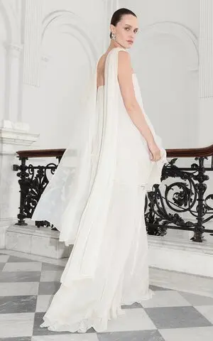 MARMAR HALIM Embroidered Silk Chiffon Maxi Dress - Ivory