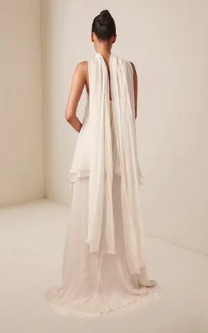 MARMAR HALIM Embroidered Silk Chiffon Maxi Dress - Ivory