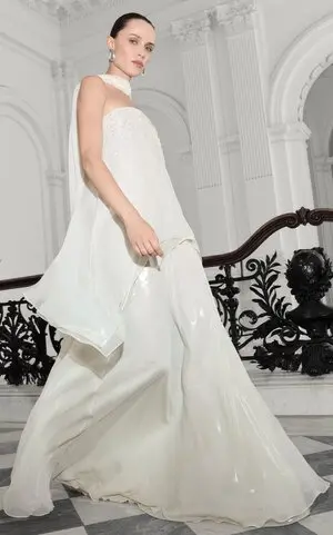 MARMAR HALIM Embroidered Silk Chiffon Maxi Dress - Ivory