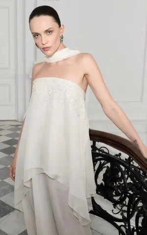 MARMAR HALIM Embroidered Silk Chiffon Maxi Dress - Ivory