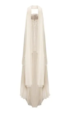 MARMAR HALIM Embroidered Silk Chiffon Maxi Dress - Ivory