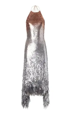 Monse Ombre Sequined Midi Dress - Silver