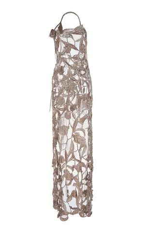 Monse Tulip Metallic Lace Mini Dress - Silver