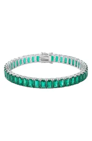THE M JEWELERS Emerald Green Tennis Bracelet - Silver