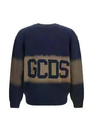 Gcds Logo-intarsia Spray-effect Sweater - Blue