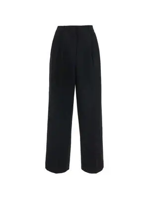 DUNST Pleated Wide-leg Trousers - Black