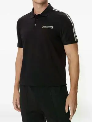 EA7 Logo Series Tape-detail Polo Shirt - Black
