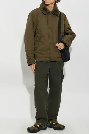 Stone Island Insulated Jacket With Faux Fur Collar