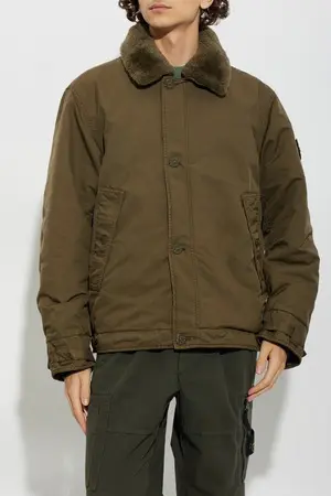 Stone Island Insulated Jacket With Faux Fur Collar