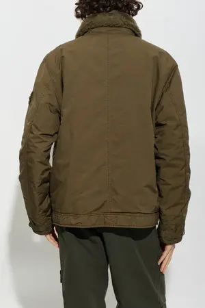 Stone Island Insulated Jacket With Faux Fur Collar