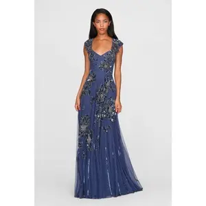 Theia Alexis Beaded Gown - Indigo Eclipse