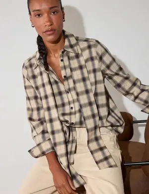 Whistles Detachable Scarf Check Shirt