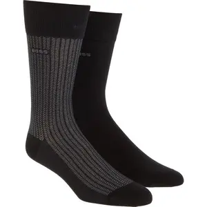 BOSS 2-pack Mini Pattern Chevron Crew Socks - Black