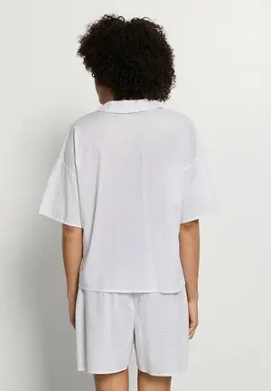 Hanro Sleep And Lounge Button Front Shirt - Squared Sky