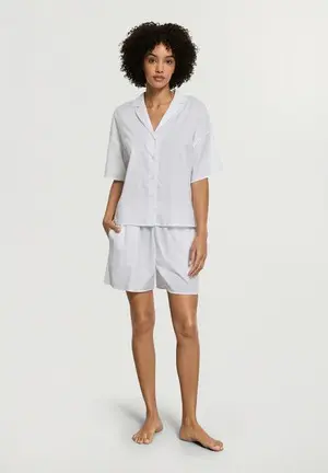 Hanro Sleep And Lounge Button Front Shirt - Squared Sky