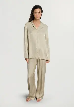Hanro Sleep And Lounge Jacquard Stripe Shirt