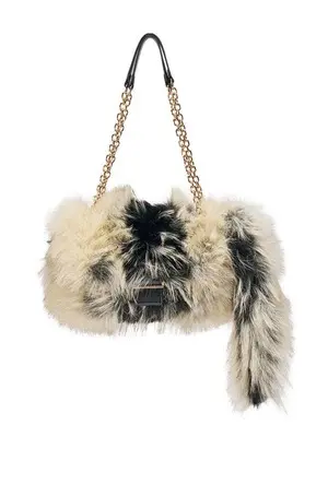 AZALEA WANG Tailspin Faux Fur Handbag - Beige Multi