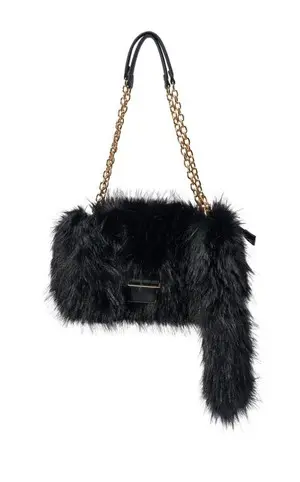 AZALEA WANG Tailspin Faux Fur Handbag - Black