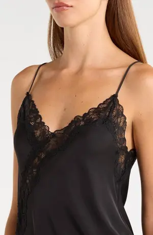 ETAM Muse Lace Trim Satin Chemise - Black