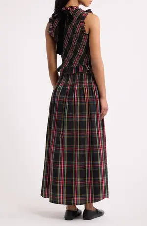 Saylor Bettina Plaid Sleeveless Cotton Top And Maxi Skirt Set