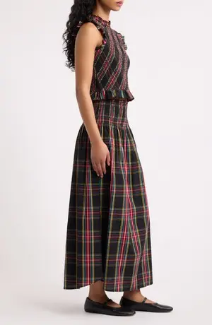 Saylor Bettina Plaid Sleeveless Cotton Top And Maxi Skirt Set