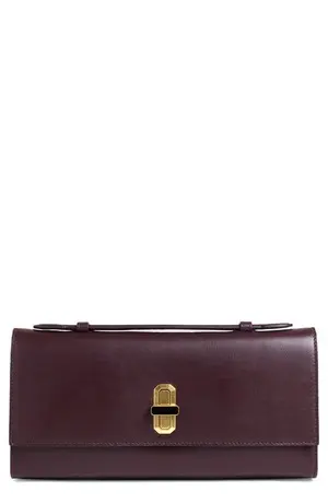 FAVORITE DAUGHTER Leather Top Handle Convertible Clutch - Cherry Lacquer