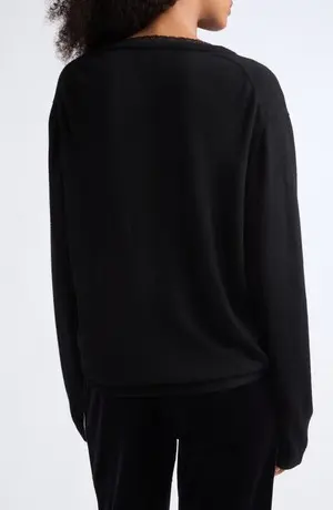 Posse Primrose Lace Trim V-neck Sweater - Black
