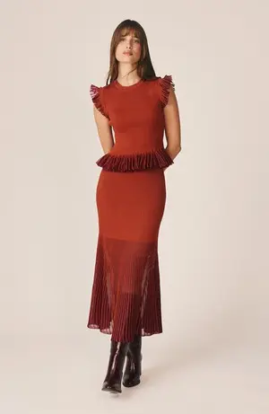 ALMA EN PENA Ribbed Top With Ruffles - Tejus