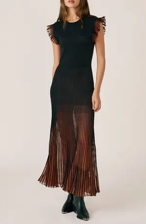 ALMA EN PENA Ribbed Midi Dress - Black