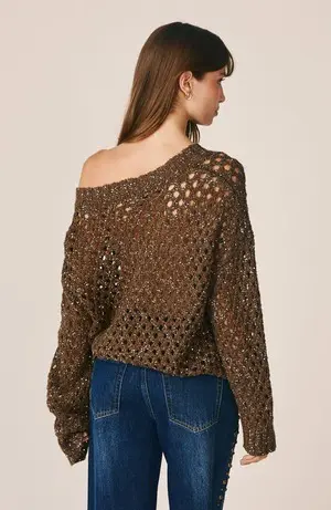 ALMA EN PENA Openwork V-neck Sweater