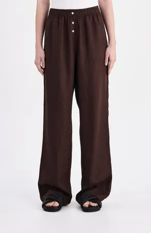 Nude Lucy Lounge Linen Pant Chocolate