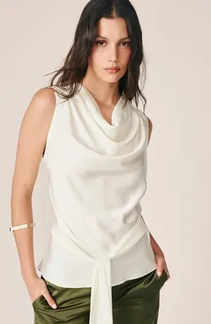 ALMA EN PENA Satin Blouse With A Bow At The Waist