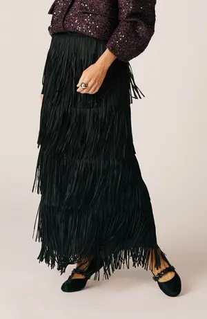 ALMA EN PENA Covered Skirt With Fringes