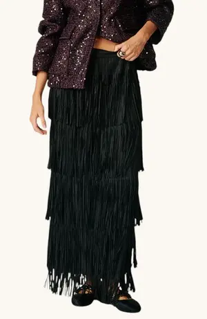 ALMA EN PENA Covered Skirt With Fringes