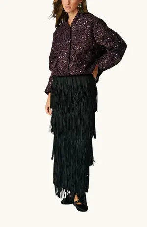 ALMA EN PENA Covered Skirt With Fringes