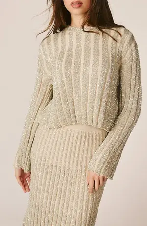 ALMA EN PENA Ribbed Top With Sequins - Silver