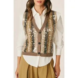 ALMA EN PENA Sequin Knit Vest