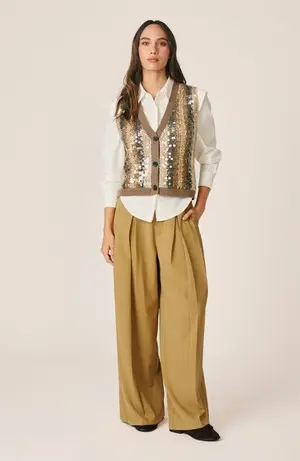 ALMA EN PENA Sequin Knit Vest