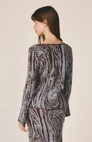 ALMA EN PENA Abstract Print Knit Sweater