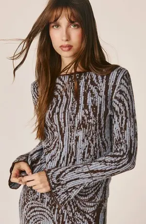 ALMA EN PENA Abstract Print Knit Sweater