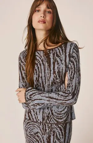 ALMA EN PENA Abstract Print Knit Sweater