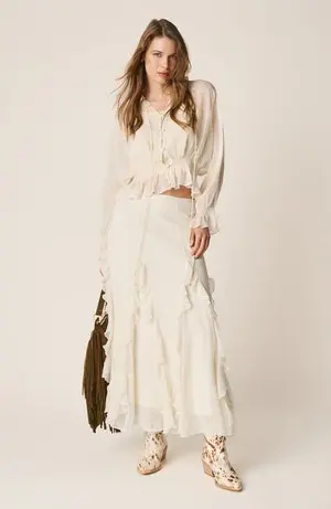 ALMA EN PENA Semi-transparent Ruffled Blouse - Ice