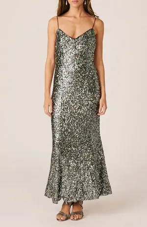 ALMA EN PENA Sequin Midi Dress