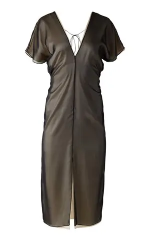 KATE HUNDLEY Exclusive Split Panel Silk Midi Dress